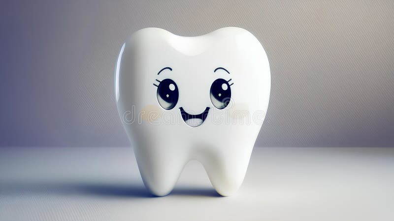 White Healthy Tooth with Eyes. Cute Cartoon Tooth Character Stock ...