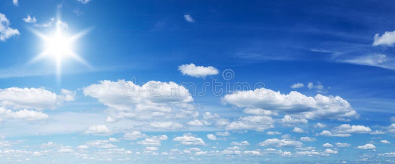 White Heap Clouds and Bright Sun. Stock Image - Image of background ...