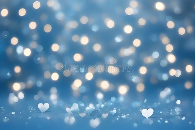 White Heart Bokeh Light Blue Abstract Background Stock Illustration ...