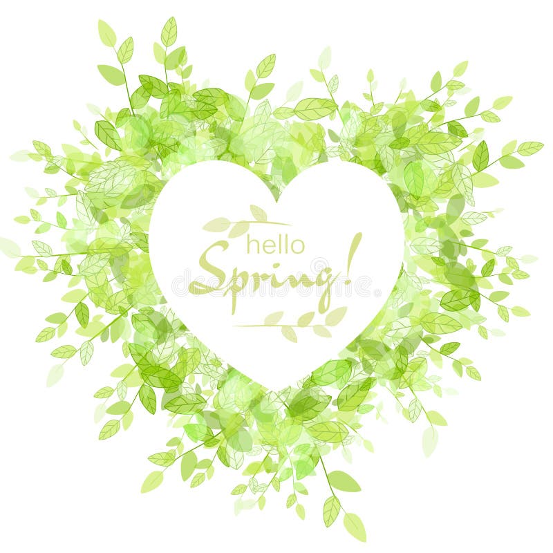 White Heart Frame with Text Hello Spring Stock Vector - Illustration of ...