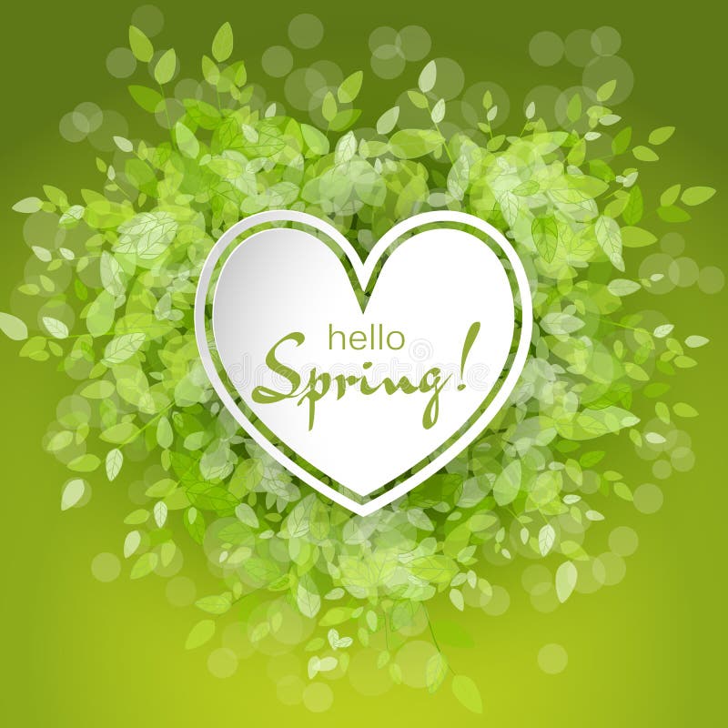 White Heart Frame with Text Hello Spring Stock Vector - Illustration of ...