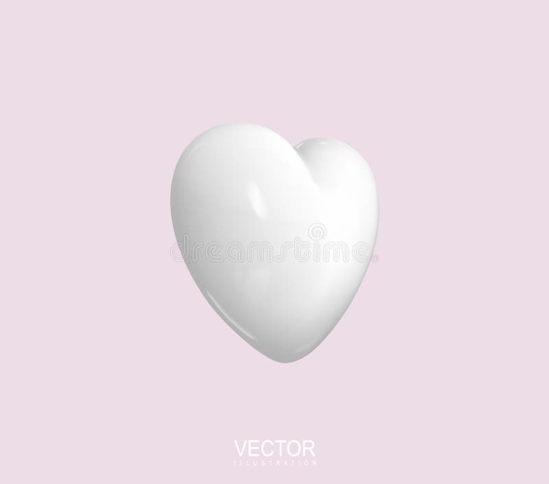 White Heart. Realistic 3d Design Icon White Heart Symbol Love. Side ...