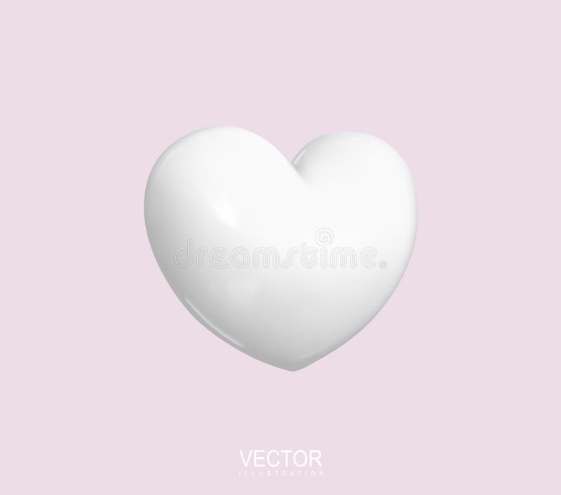 White Heart. Realistic 3d Design Icon White Heart Symbol Love. Vector ...
