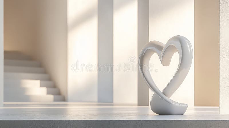White Heart Sculpture on a White Background Stock Photo - Image of ...
