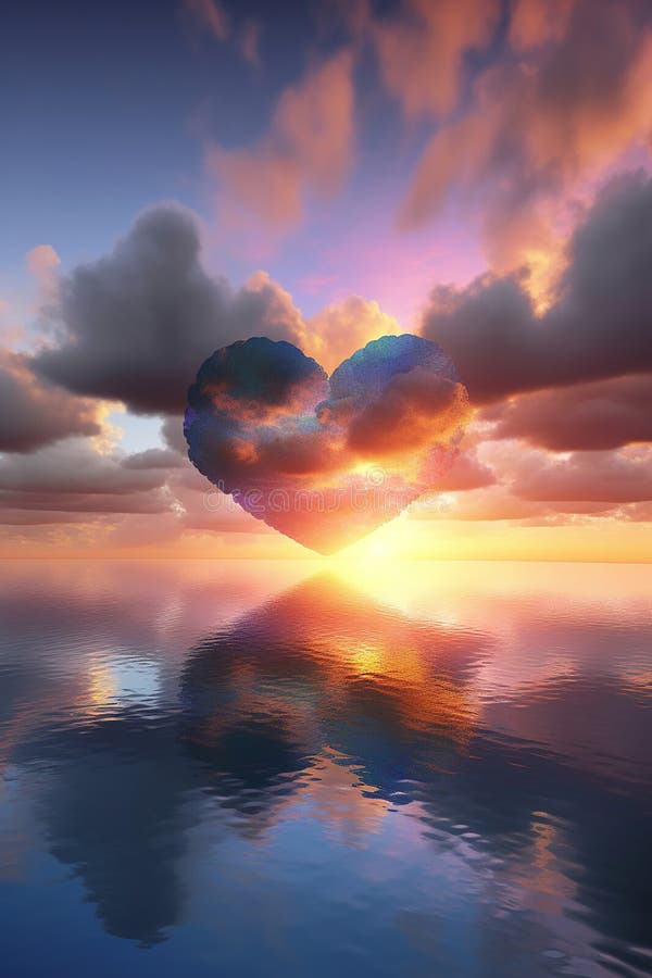 White Heart Shaped Love Cloud. Generative AI Stock Illustration ...