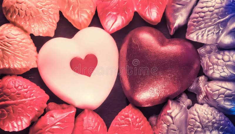 A White Heart with a Small Red Heart Inset, Next To the Same Size Red ...