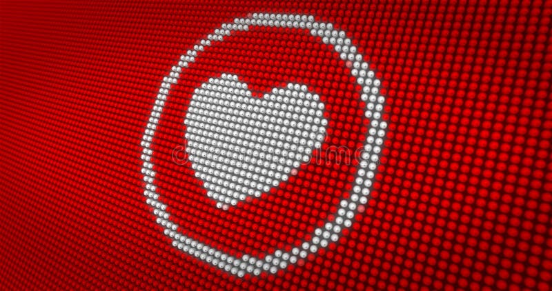 Beating White Heart on Big LED Display Stock Illustration ...