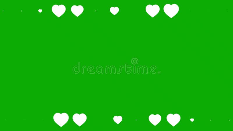 White Hearts Decorative Frame on Green Screen Background Stock Footage ...