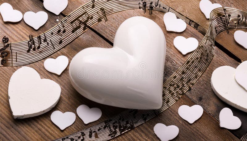 White hearts with notes stock illustration. Illustration of hand ...