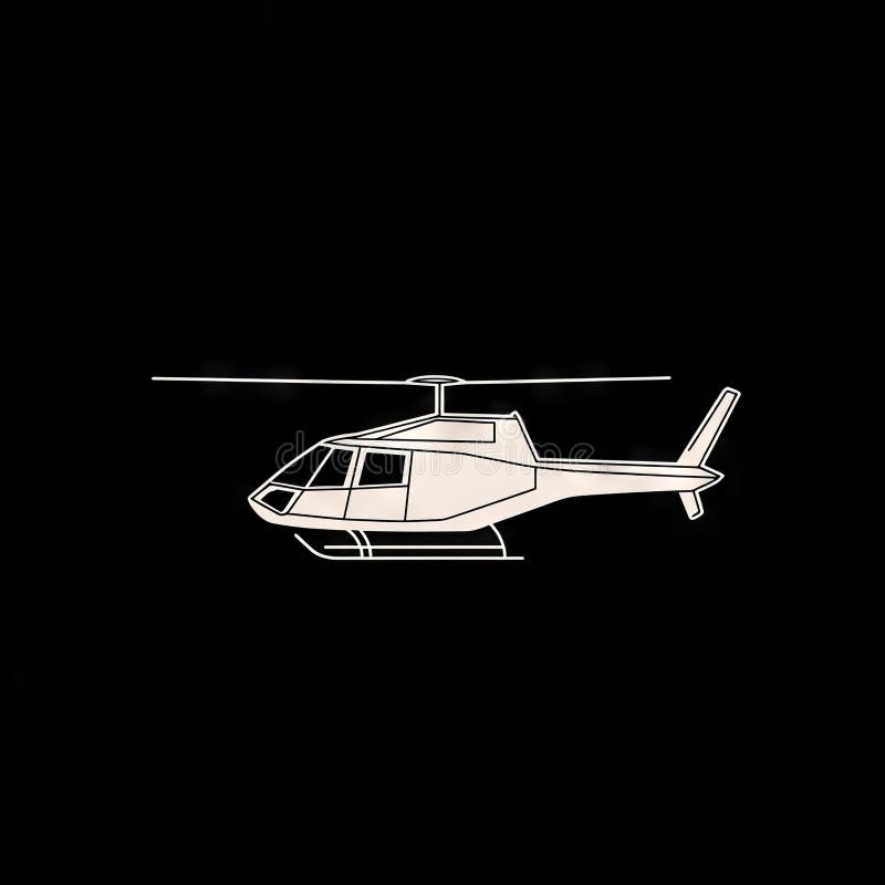 White Helicopter Silhouette Against Black Background Stock Image ...