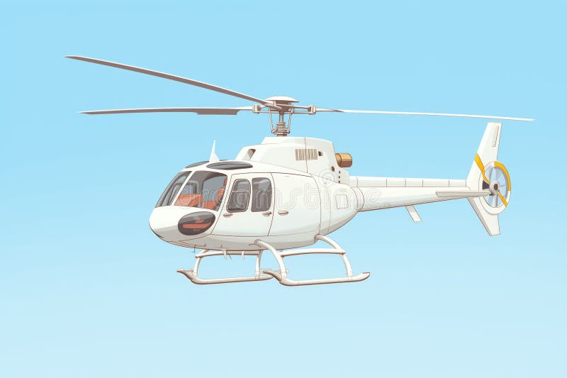 White Helicopter Suspended in a Clear Sky Stock Image - Image of flying ...