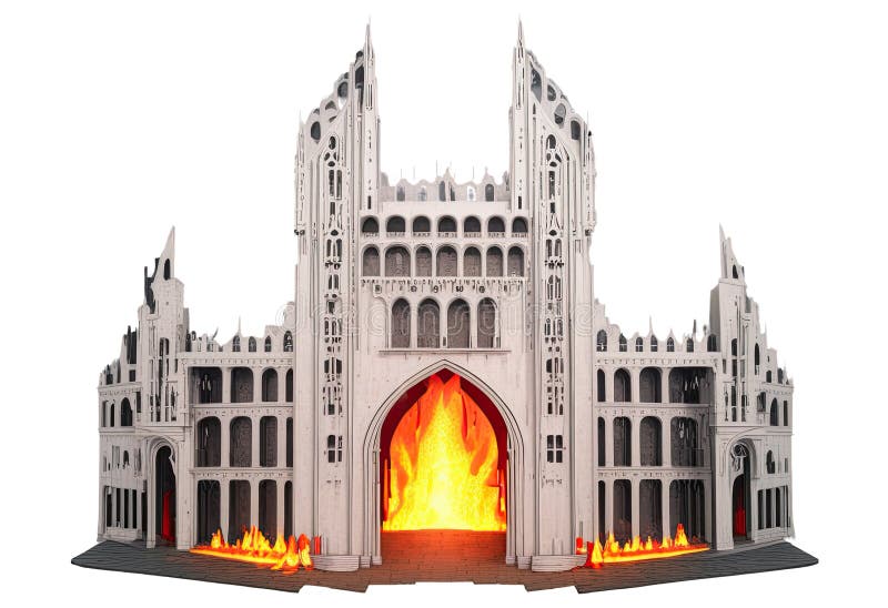 White Hell Gate in Fire. Isolated Transparent Background Stock Image ...