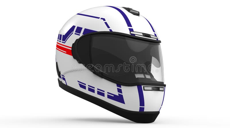 White Helmet Side View. Isolated on White. 3D Render Stock Illustration ...