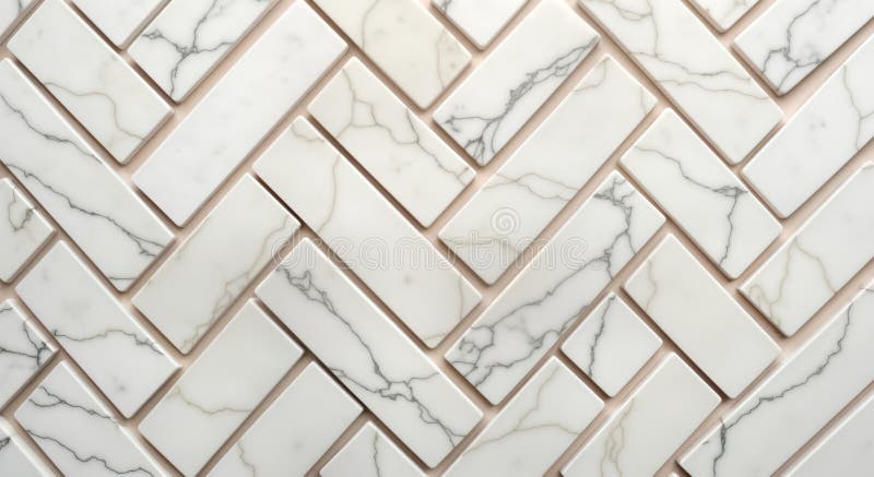 White Herringbone Marble Tile Pattern Creates Modern, Elegant Look ...