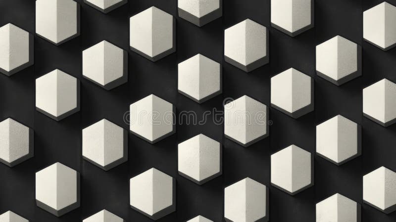 White Hexagon Geometric Pattern on Black Background Stock Illustration ...
