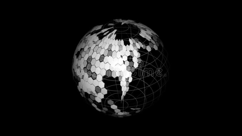 White Hexagon Globe Rotates, Earth, Alpha Channel Stock Footage - Video ...