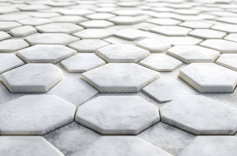White Hexagon Paver Stone Texture Seamless Pattern Stock Illustration ...