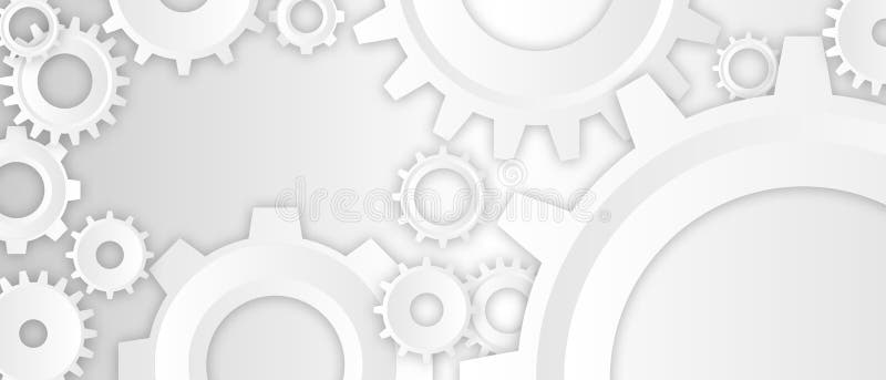 White Hexagon Structure Gears Header on White Background Stock ...