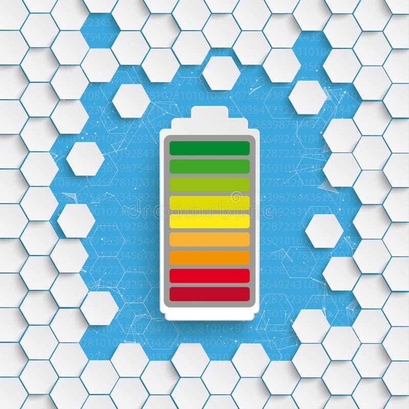 White Hexagon Structure Network Smart Battery Cover Stock Vector ...