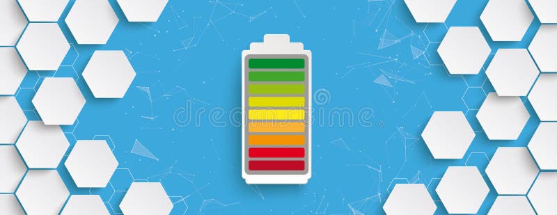 White Hexagon Structure Smart Battery Header Stock Vector ...