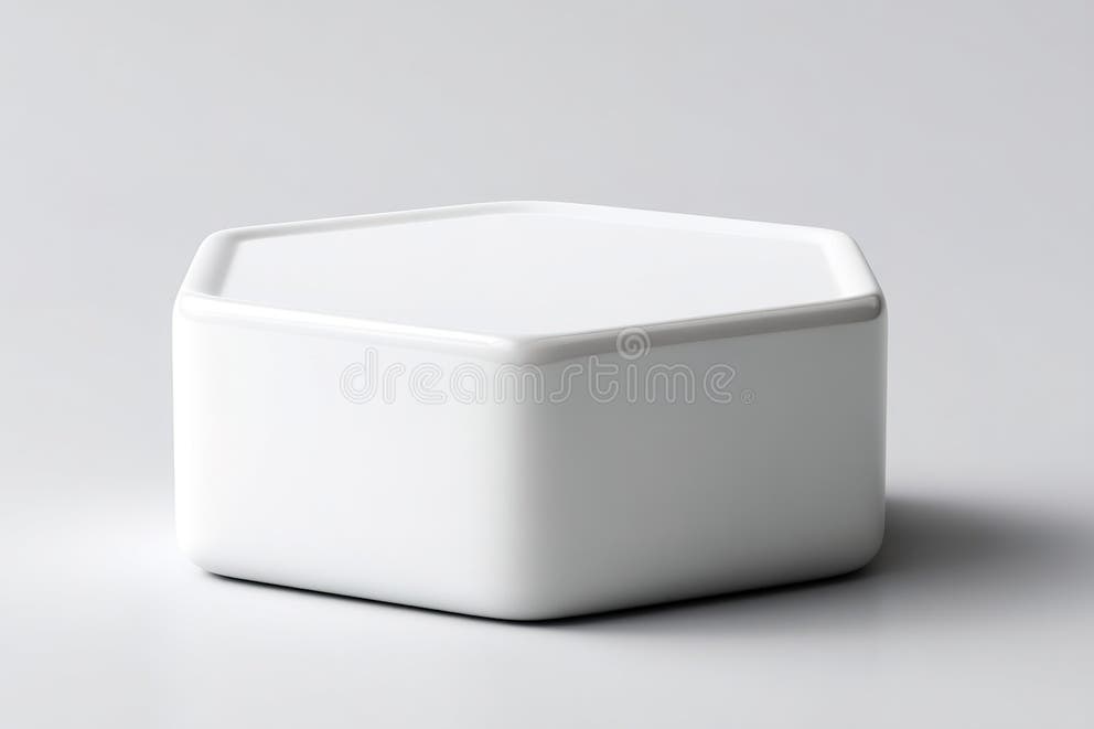 White Hexagonal Ceramic Container Placed on a Light Background ...