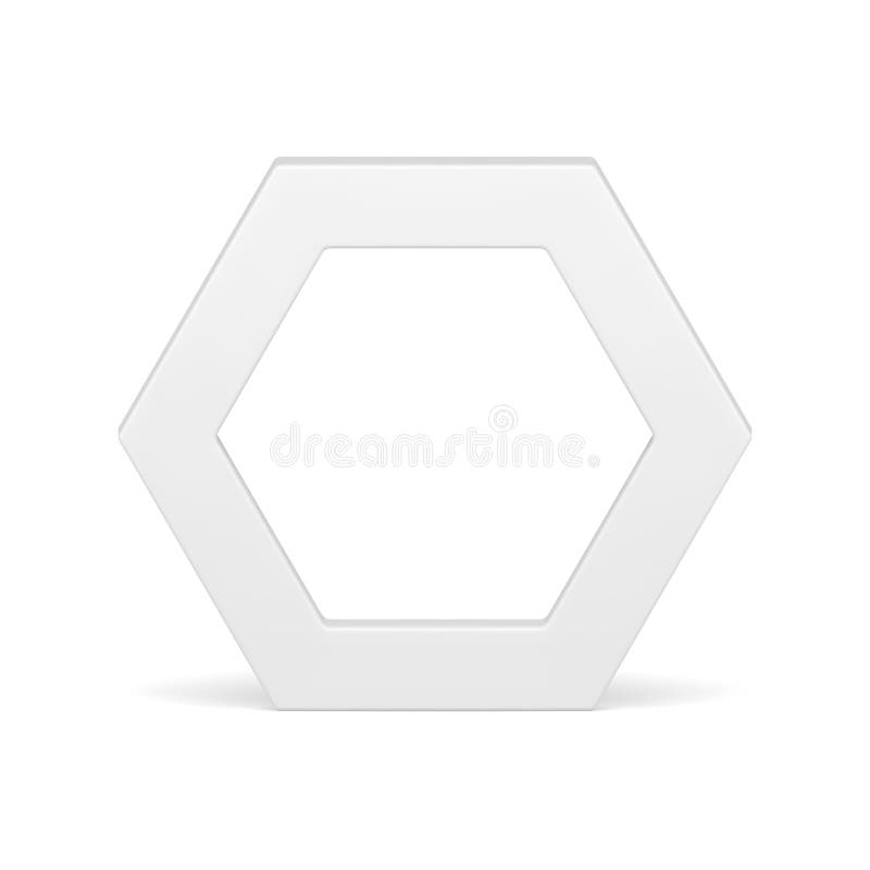 White Hexagonal Frame Angled Geometric Shape Decor Design Front View ...