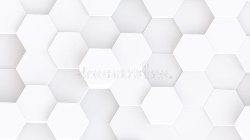 White Hexagons Geometric Background, Minimal Honeycomb Pattern ...