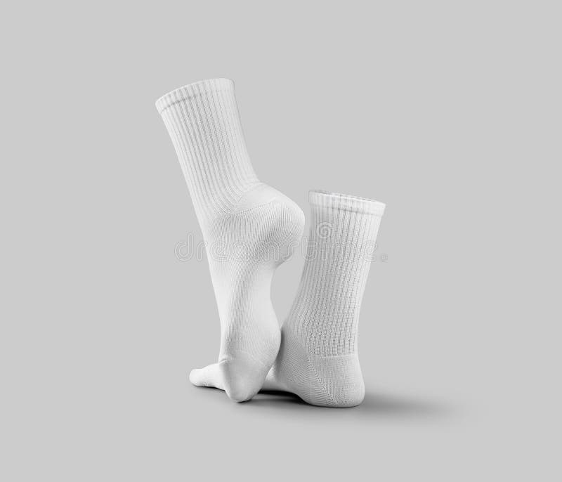 White High Socks Template 3d Rendering, Back View, One Leg with Pulled ...