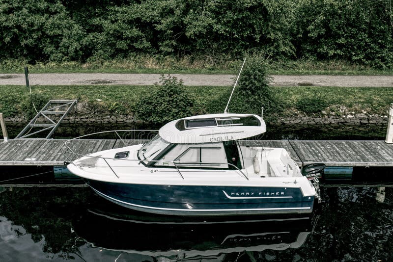 White High-Speed Craft in the Port, Close-up Editorial Stock Image ...