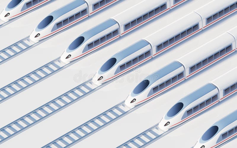 White High Speed Railway Bullet Train, 3d Rendering Stock Illustration ...