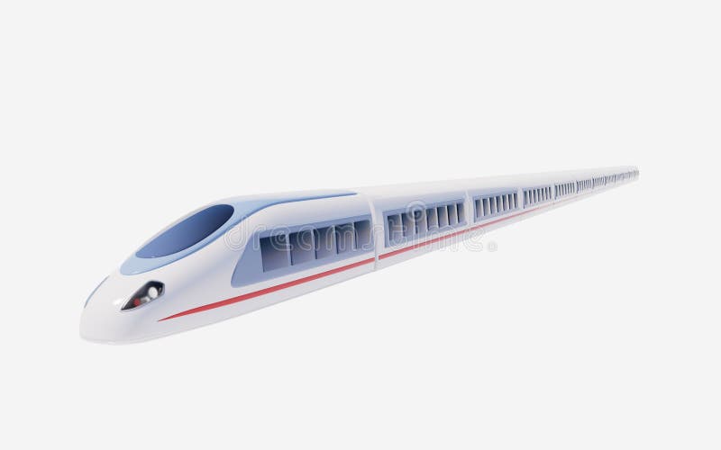White High Speed Railway Bullet Train, 3d Rendering Stock Illustration ...