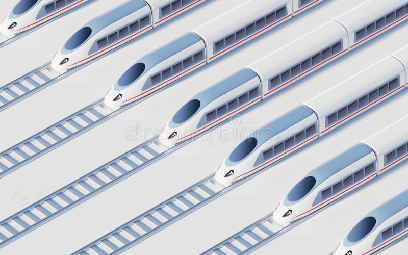 White High Speed Railway Bullet Train, 3d Rendering Stock Illustration ...