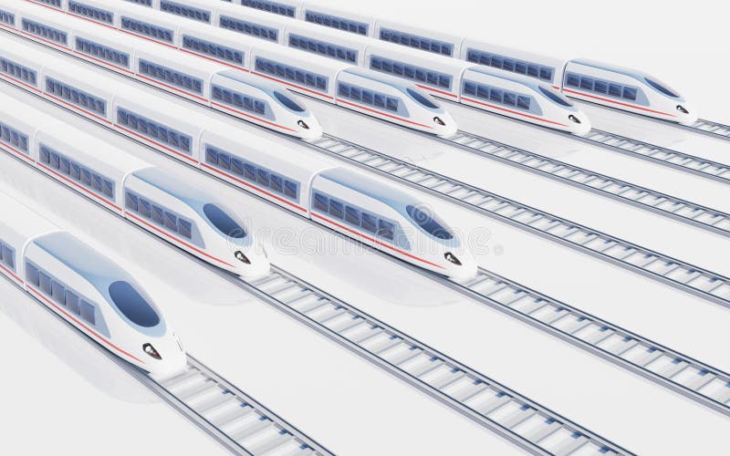 White High Speed Railway Bullet Train, 3d Rendering Stock Illustration ...