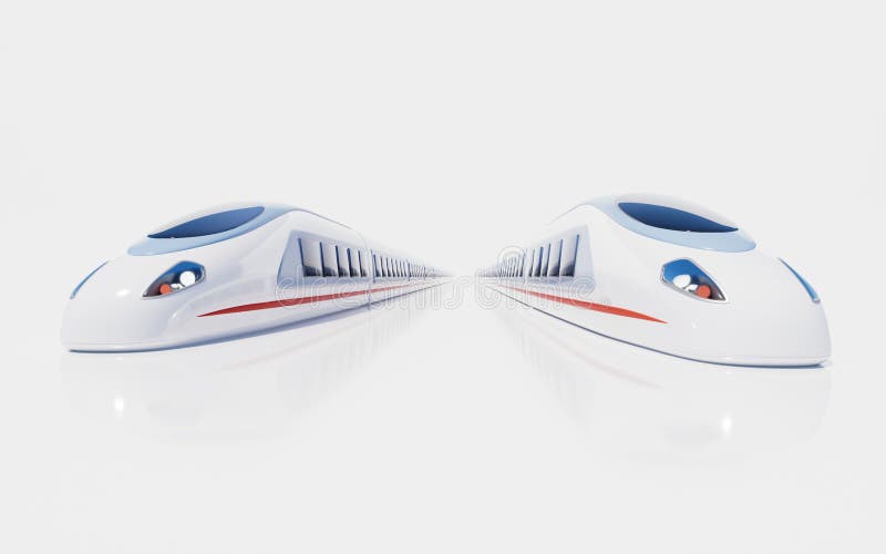 White High Speed Railway Bullet Train, 3d Rendering Stock Illustration ...