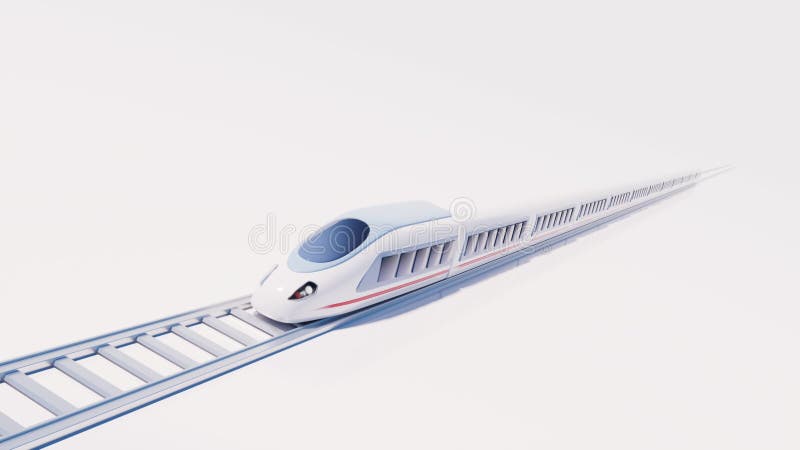 White High Speed Railway Bullet Train, 3d Rendering Stock Video - Video ...