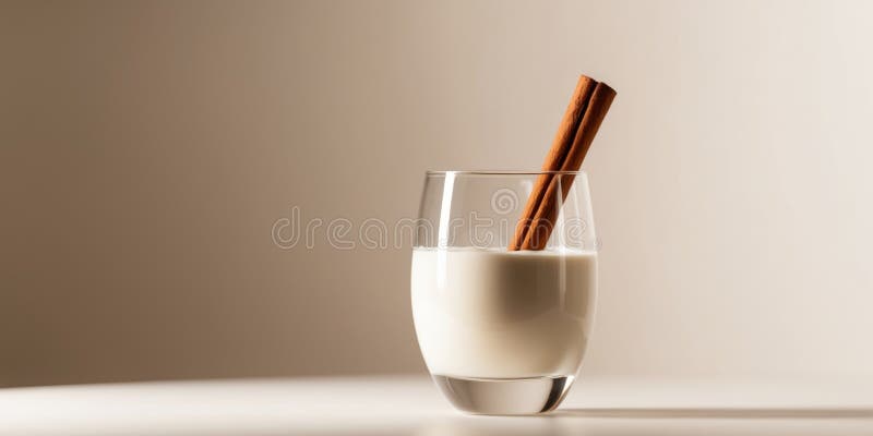 White Highlights on an Eggnog Glass with a Cinnamon Stick. Stock Image ...