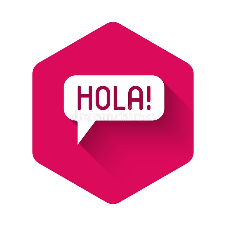 White Hola in Different Languages Icon Isolated with Long Shadow ...
