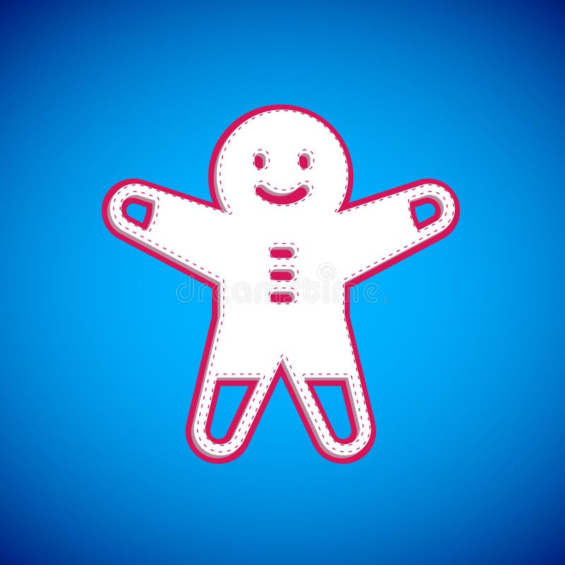 White Holiday Gingerbread Man Cookie Icon Isolated on Blue Background ...