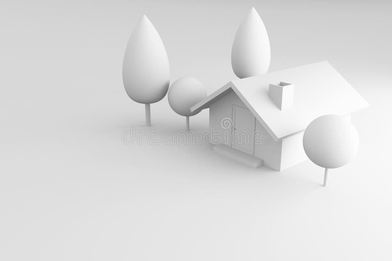White home of 3d rendering stock illustration. Illustration of white ...