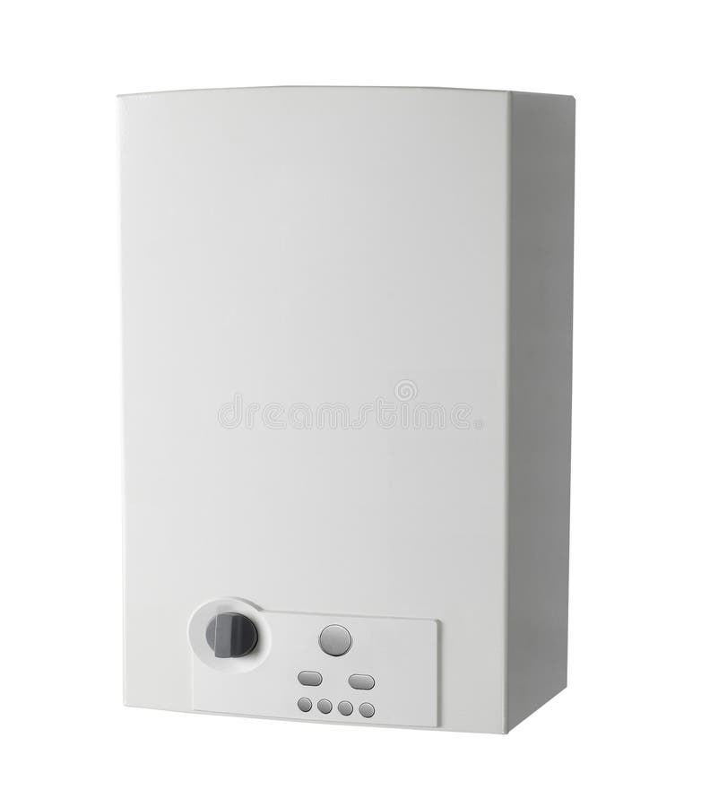 White Home Gas-fired Boiler Isolated Stock Image - Image of geyser ...