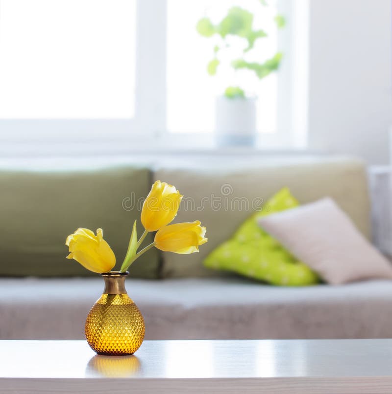 Home Interior with Spring Flowers and Decorations Stock Image - Image ...