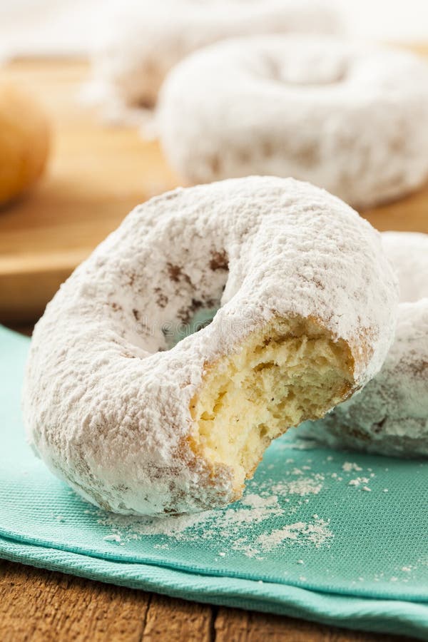White Homemade Powdered Donuts Stock Image - Image of round, donuts ...