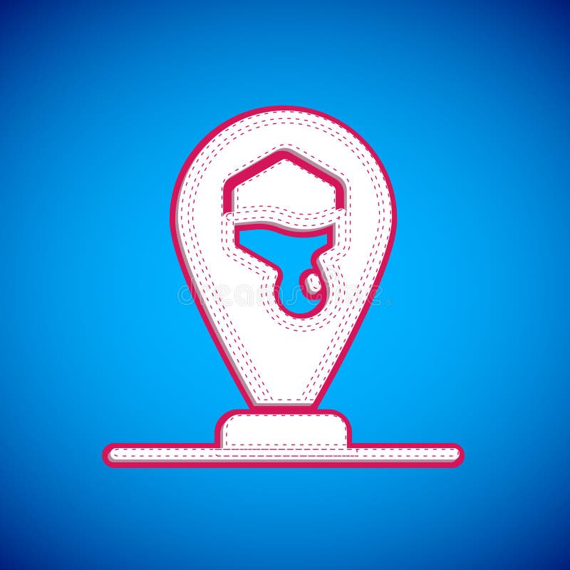 White Honeycomb Bee Location Map Pin Pointer Icon Isolated on Blue ...