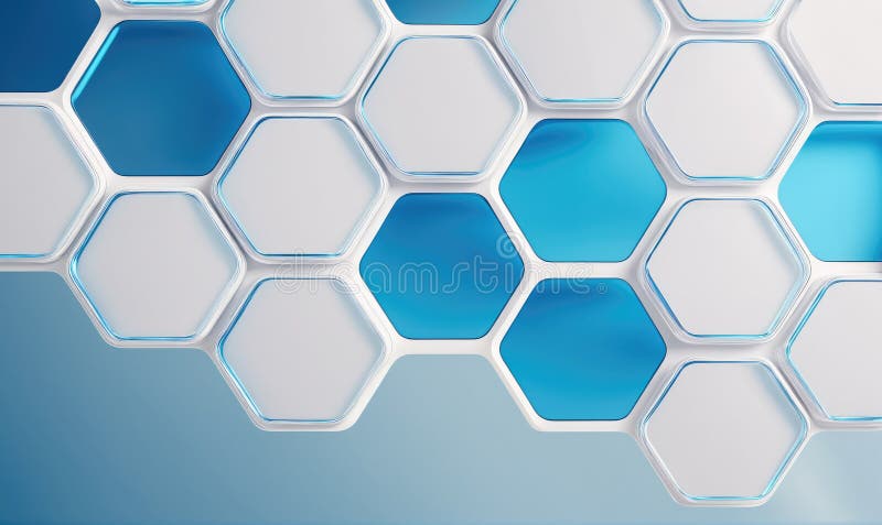 A White Honeycomb Pattern with Blue Hexagons in the Background Stock ...