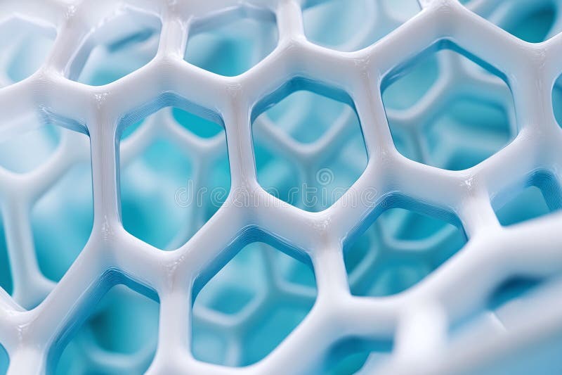 White Honeycomb Structure with Abstract Blue Background for Scientific and Technological ...