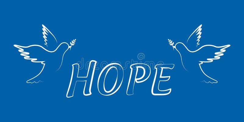 White Hope Typography Peace Dove Blue Background Stock Vector ...