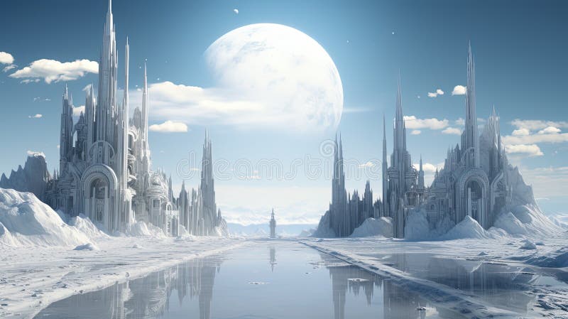 White Horizons of Tomorrow, Digital Art Illustration, Generative AI ...