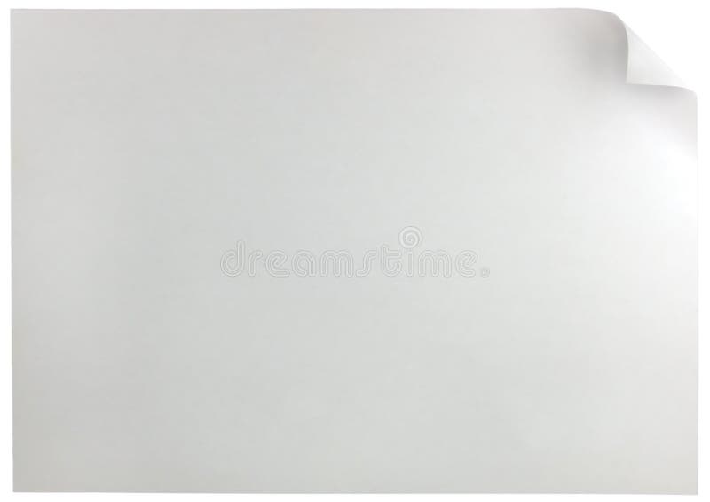 White Horizontal A4 Paper Page Curl, Large Detailed Isolated Copy Space ...