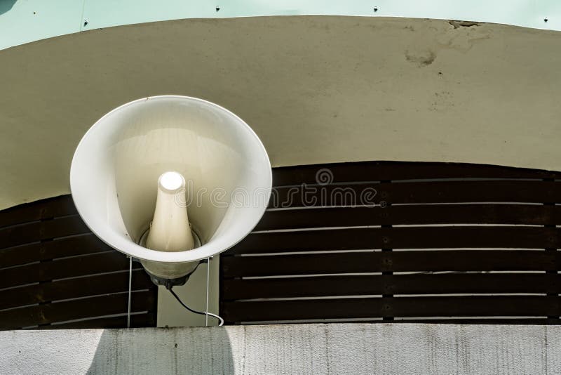 An Electronic Horn Speaker or Siren, Megaphone or Loudspeaker Installed ...