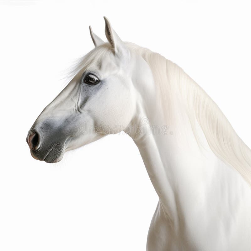 White Horse Body White Background. Generative Ai Stock Illustration ...